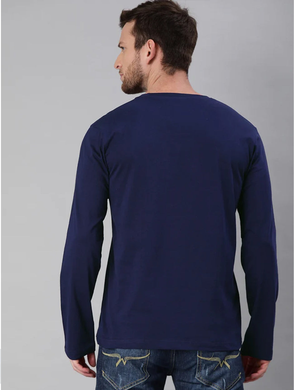 Navy Blue Lifeline Printed full sleeve t-shirt for men